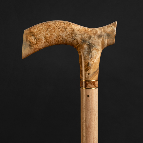 Modern Walking Cane Classic Design Handcrafted from Curly Maple, Burl ...