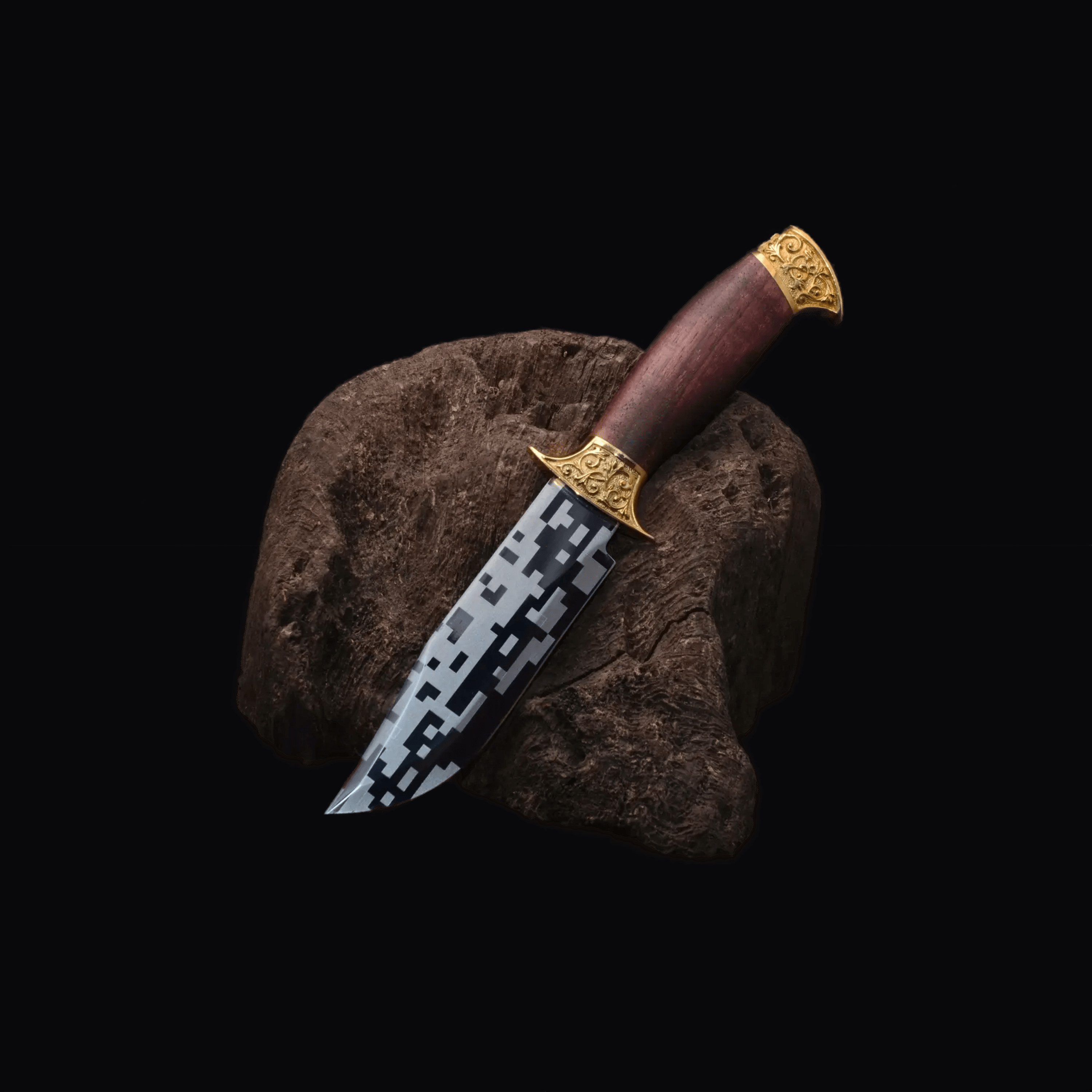 Designer High-Quality Hunting and Fishing Knife with Pixel Engraving