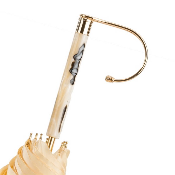 Luxury Ivory Sketch Woman Double Cloth Umbrella with Jeweled Handle