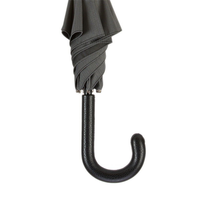Mini Chevron Classic Umbrella, Black Leather Handle | ART WALKING STICKS