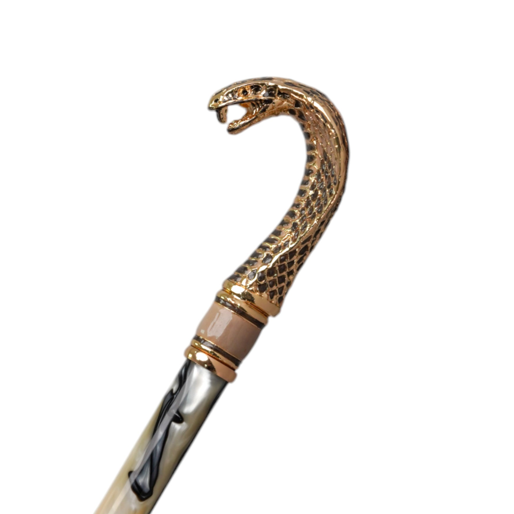 Exclusive Snake Charmer Umbrella with Cobra Handle in Gold