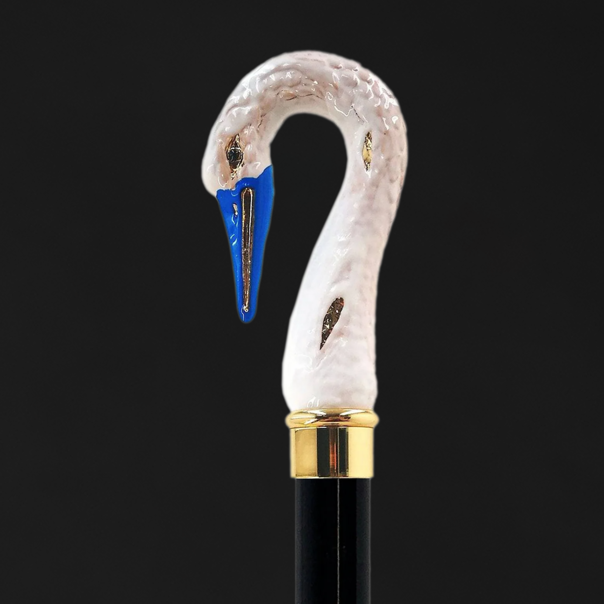 Elegant Unique Swan Glazed Walking Cane | ART WALKING STICKS