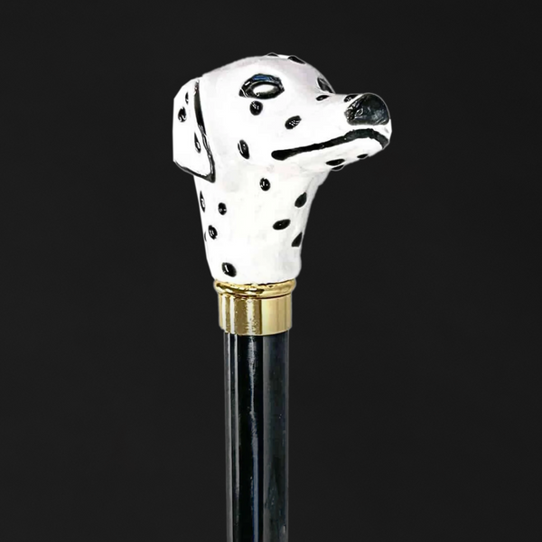Luxury Enameled Dalmatian Dog Walking Cane | ART WALKING STICKS