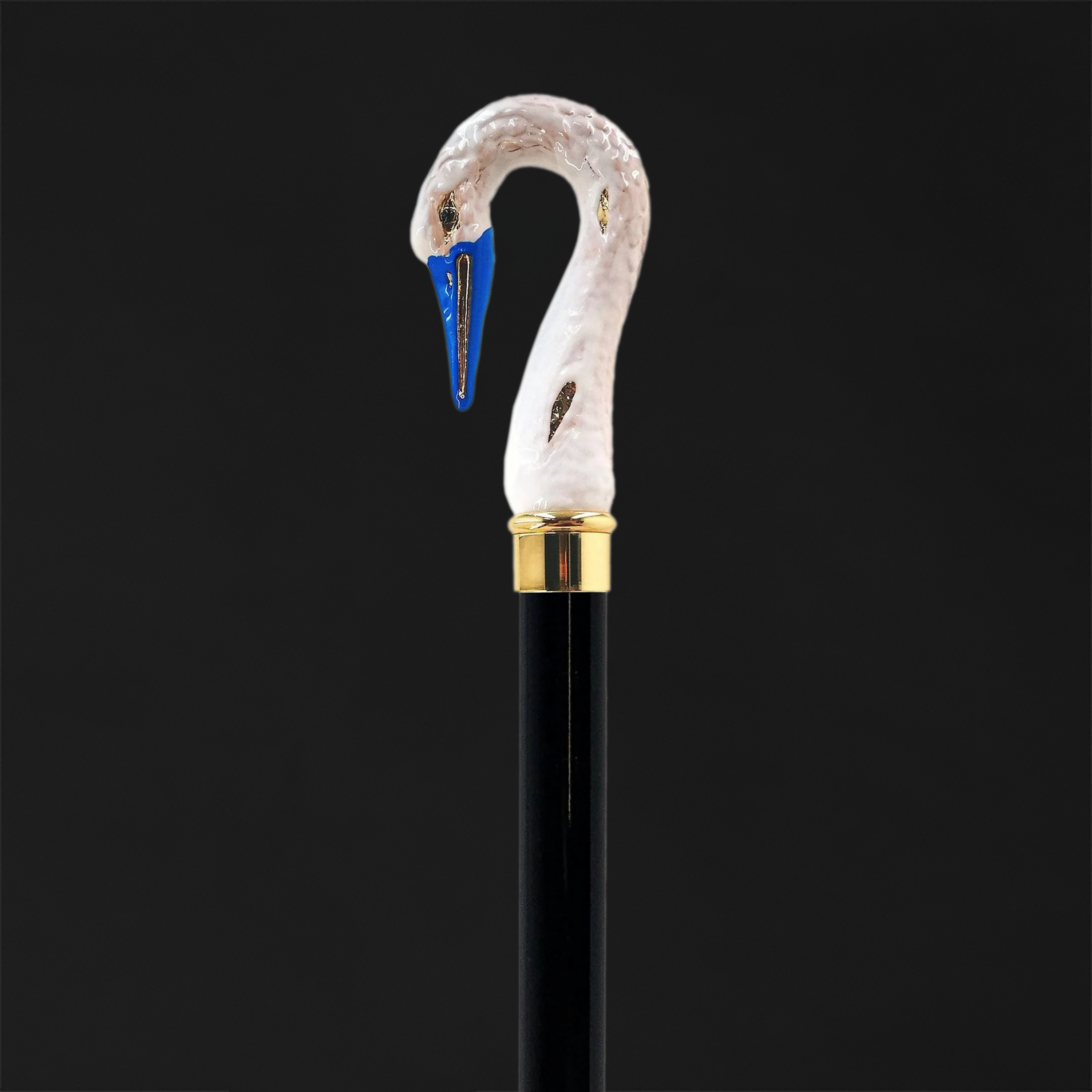 Elegant Unique Swan Glazed Walking Cane | ART WALKING STICKS