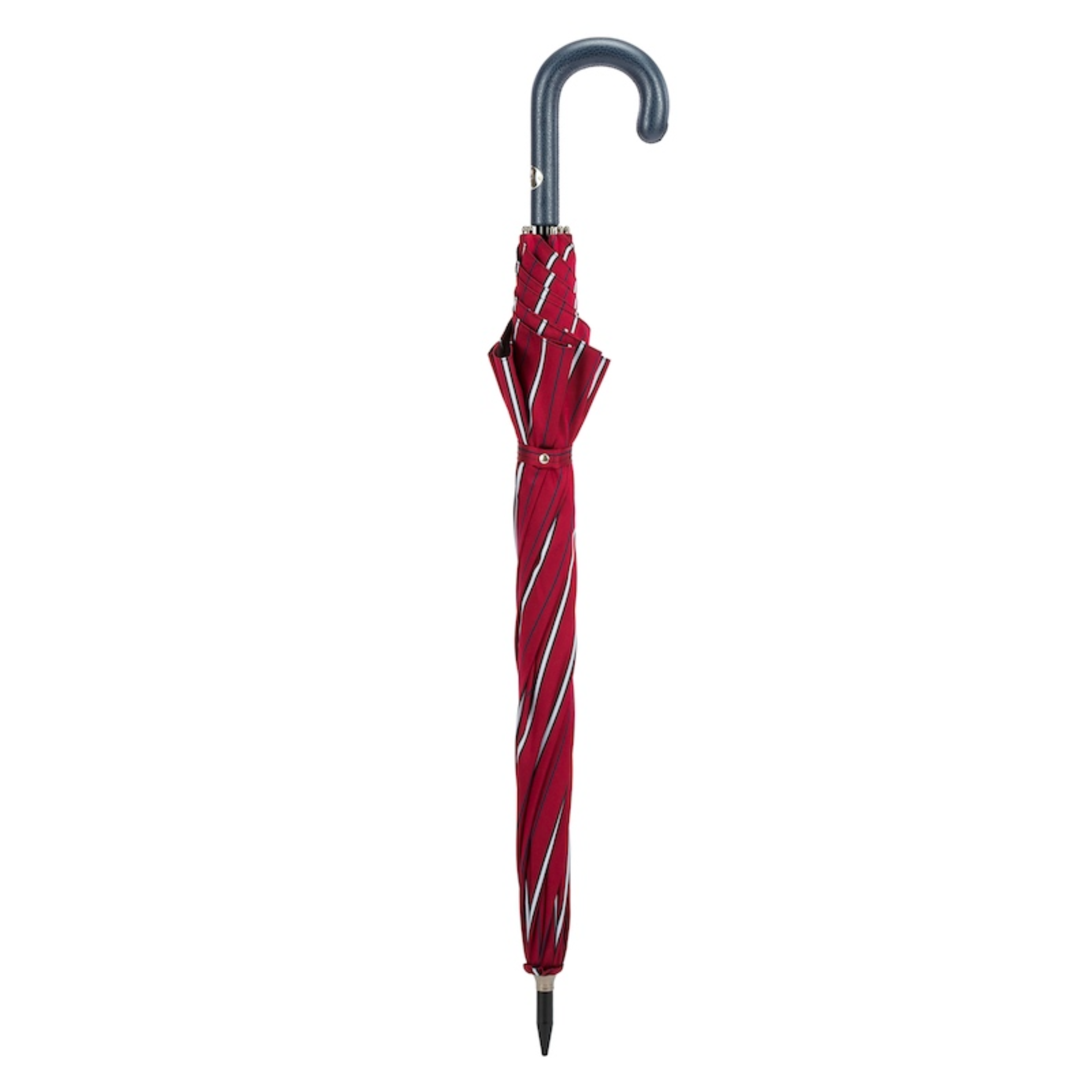 Unique Large Red Striped Umbrella with Leather Handle | ART WALKING STICKS