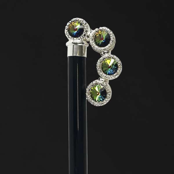 Chic Luxurious Walking Stick with Multicolor Crystals