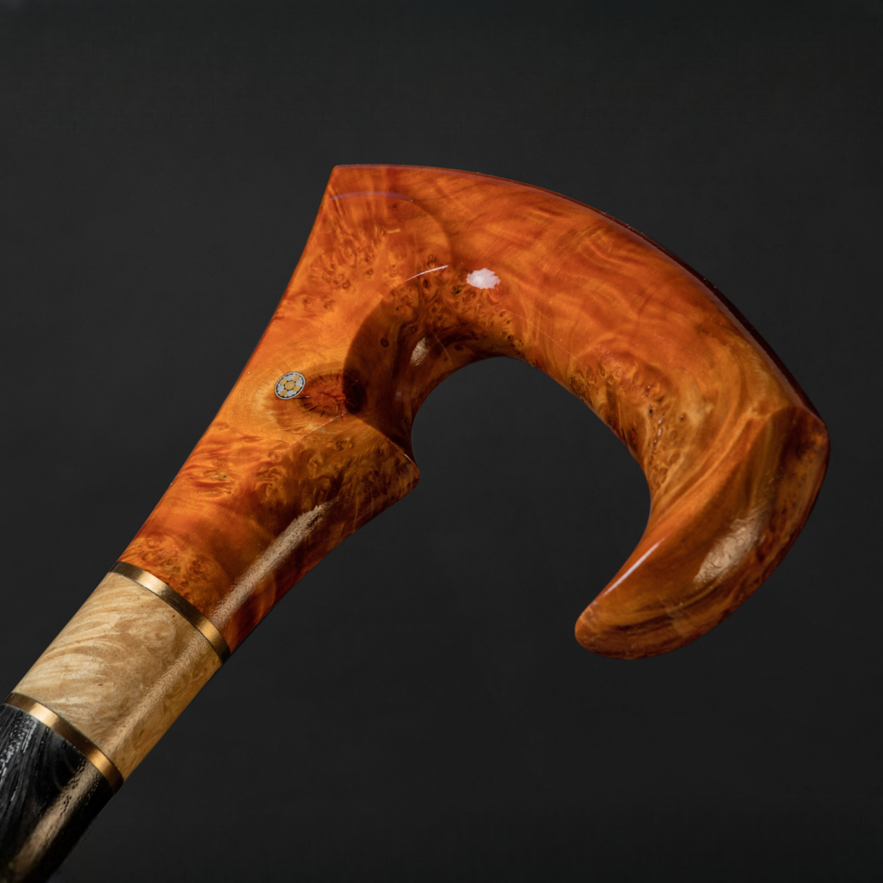 Designer Luxury Walking Stick with Coral Color Burl Wood Handle | ART ...