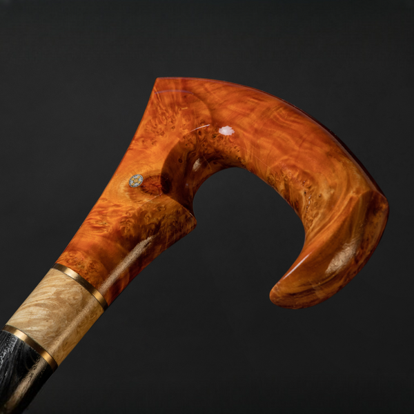 Designer Luxury Walking Stick with Coral Color Burl Wood Handle | ART ...