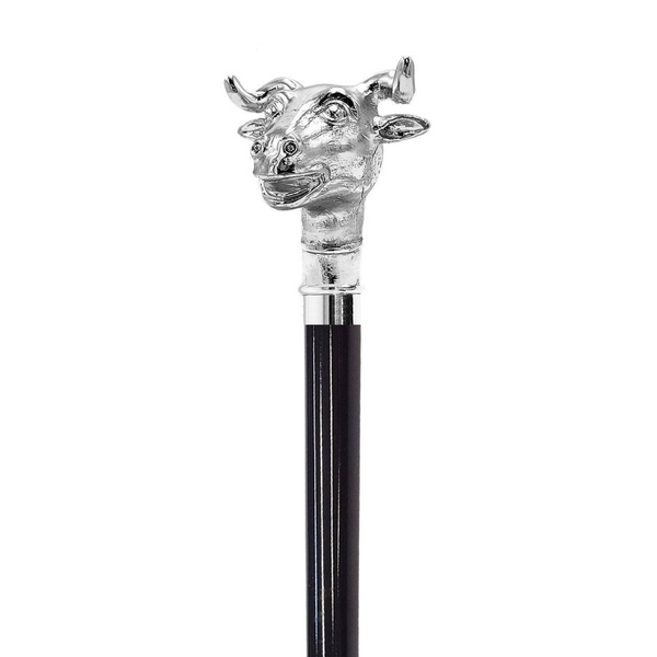 Exclusive Silver-plated Bull Collectible Walking Stick | ART WALKING STICKS