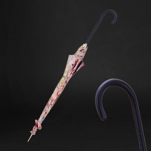 Fashionable Pink Fantasy Parasol with Blue Leather Handle for Women ...