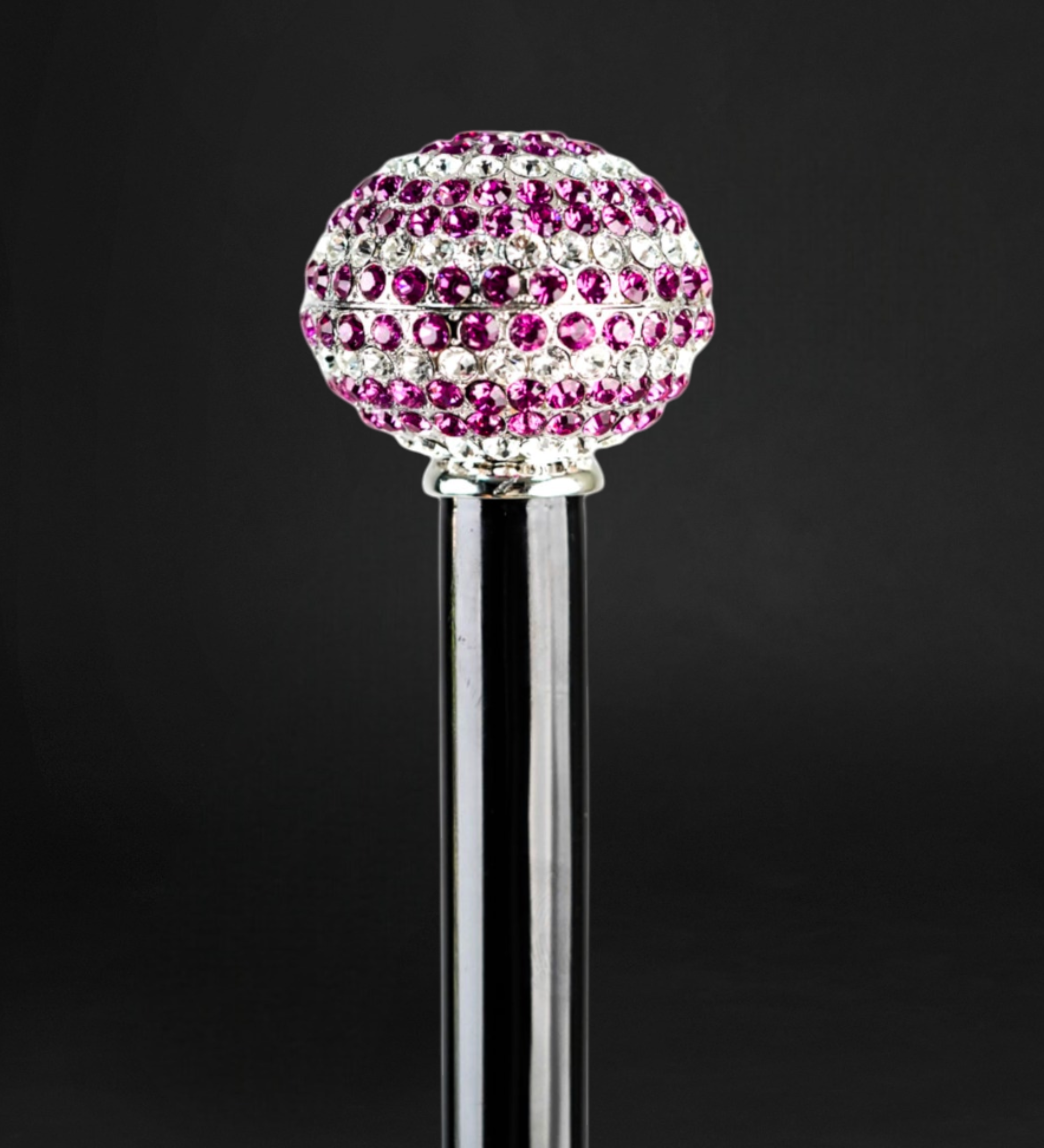 925 Silver-Plated Walking Cane with Multicolor Knob Handle