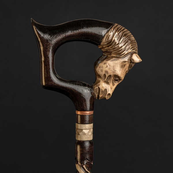 Antique Design Horse Handle Hand Carved Walking Cane for Men, Handmade ...