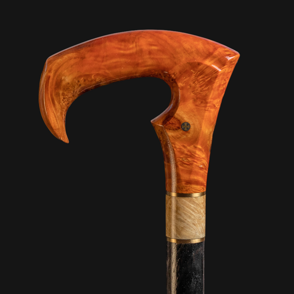 Designer Luxury Walking Stick with Coral Color Burl Wood Handle | ART ...