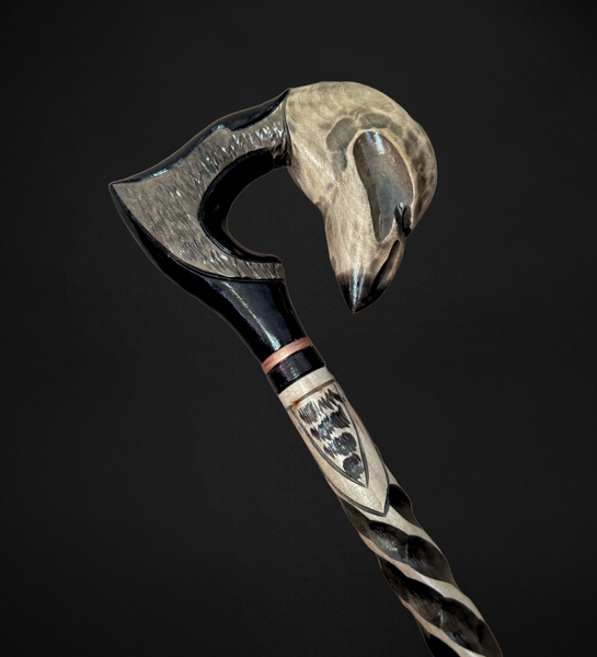 Style Gothic Walking Cane for Men with Raven Skull Head