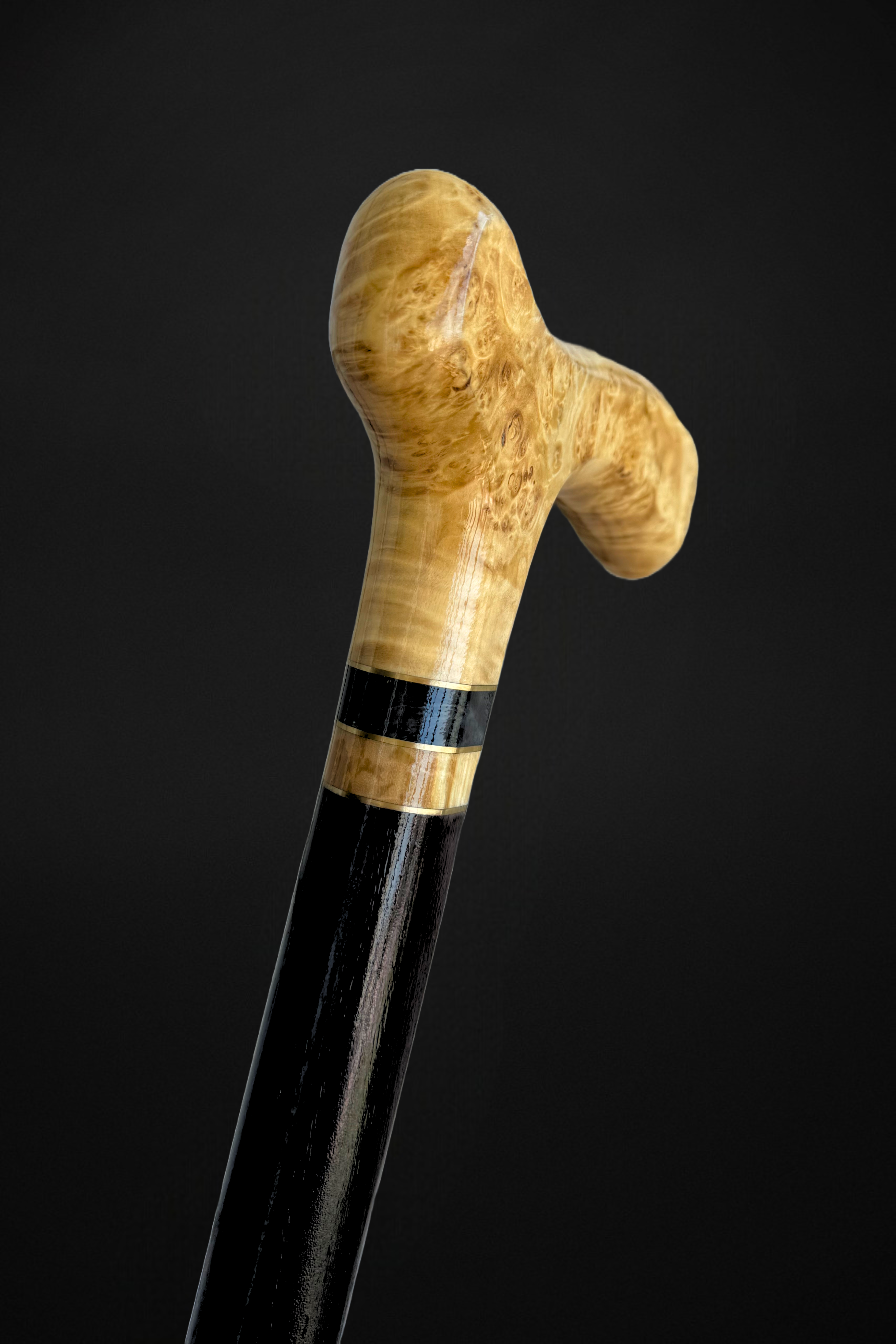 Exotic Wood Walking Cane with Comfortable Grip, Burl Curly Maple Wood ...