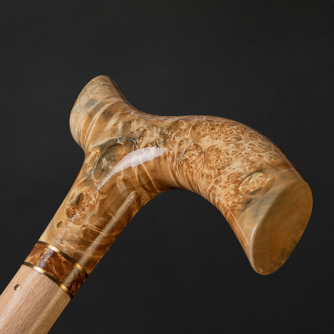 Modern Walking Cane Classic Design Handcrafted from Curly Maple, Burl ...