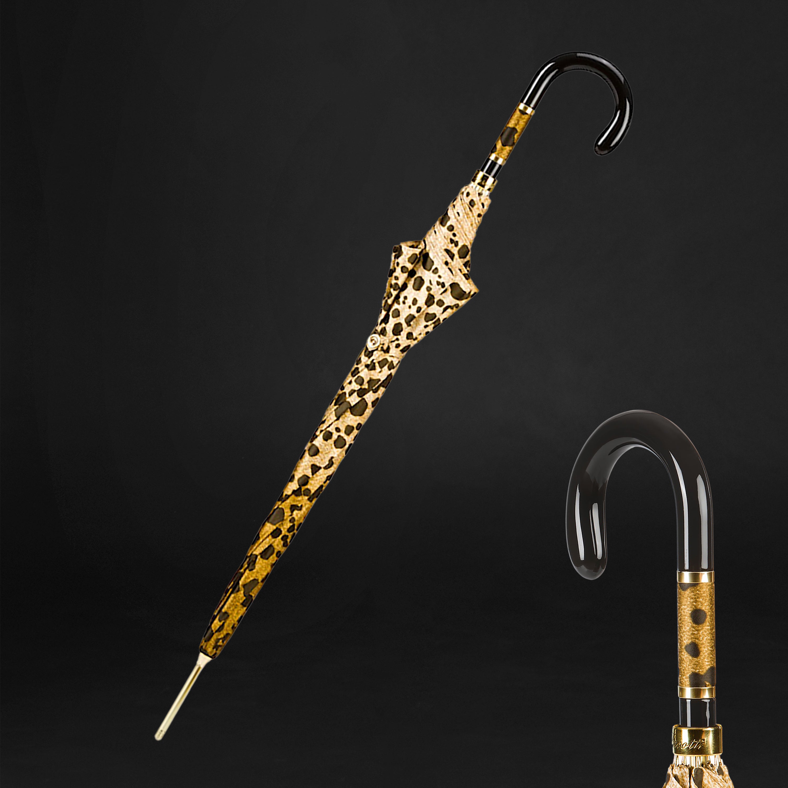Designer Speckled Canopy Umbrella with Unique Handle for Ladies