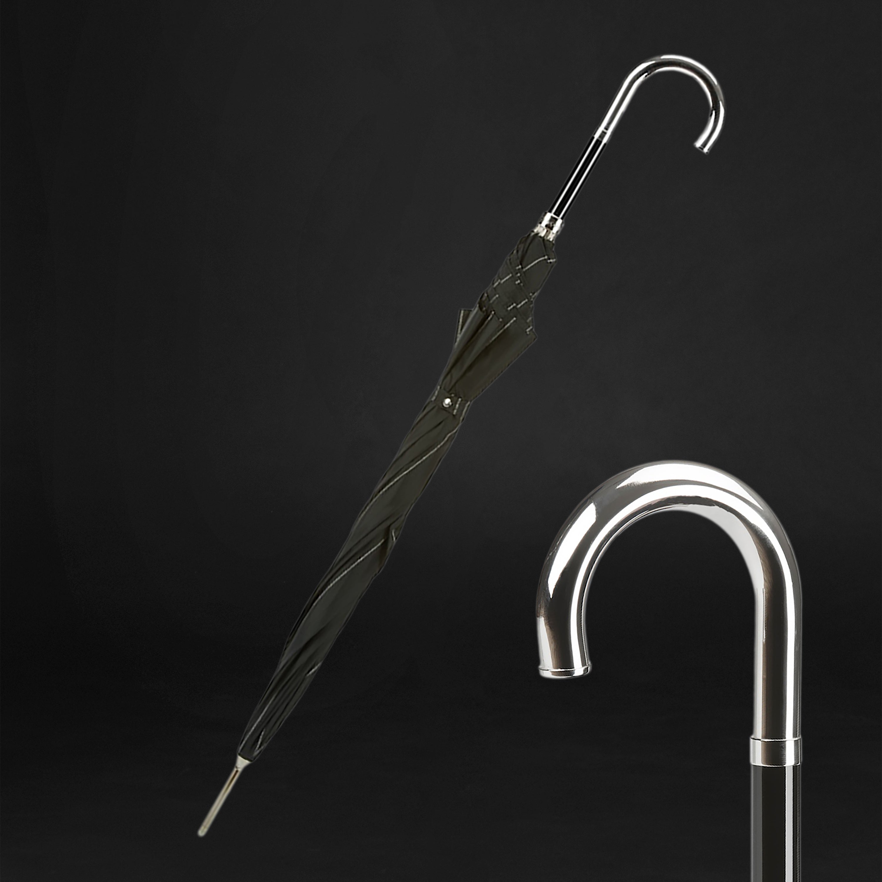 Exclusive Striped Dandy Silver Handle Umbrella, Classic Design