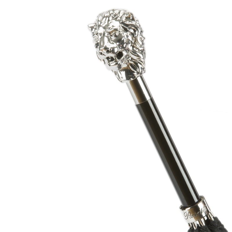 Fancy Black Umbrella, Silver Lion Handle Umbrella For Men | ART WALKING ...