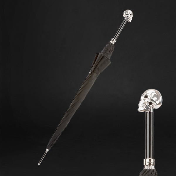 Elegant Silver Skull Umbrella with Case and Ring for Men | ART WALKING ...