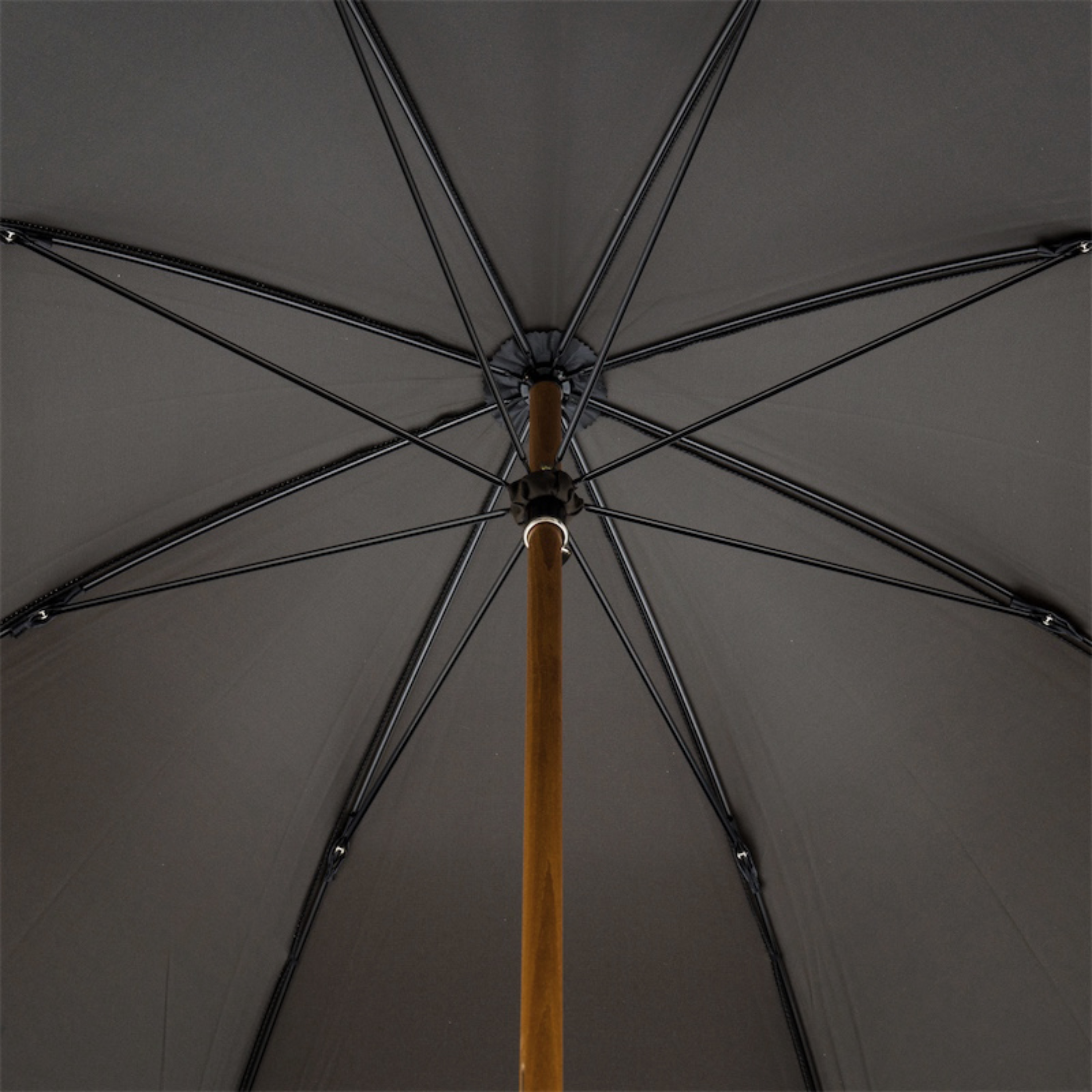 Black Umbrella with Bamboo Handle, Unique Design