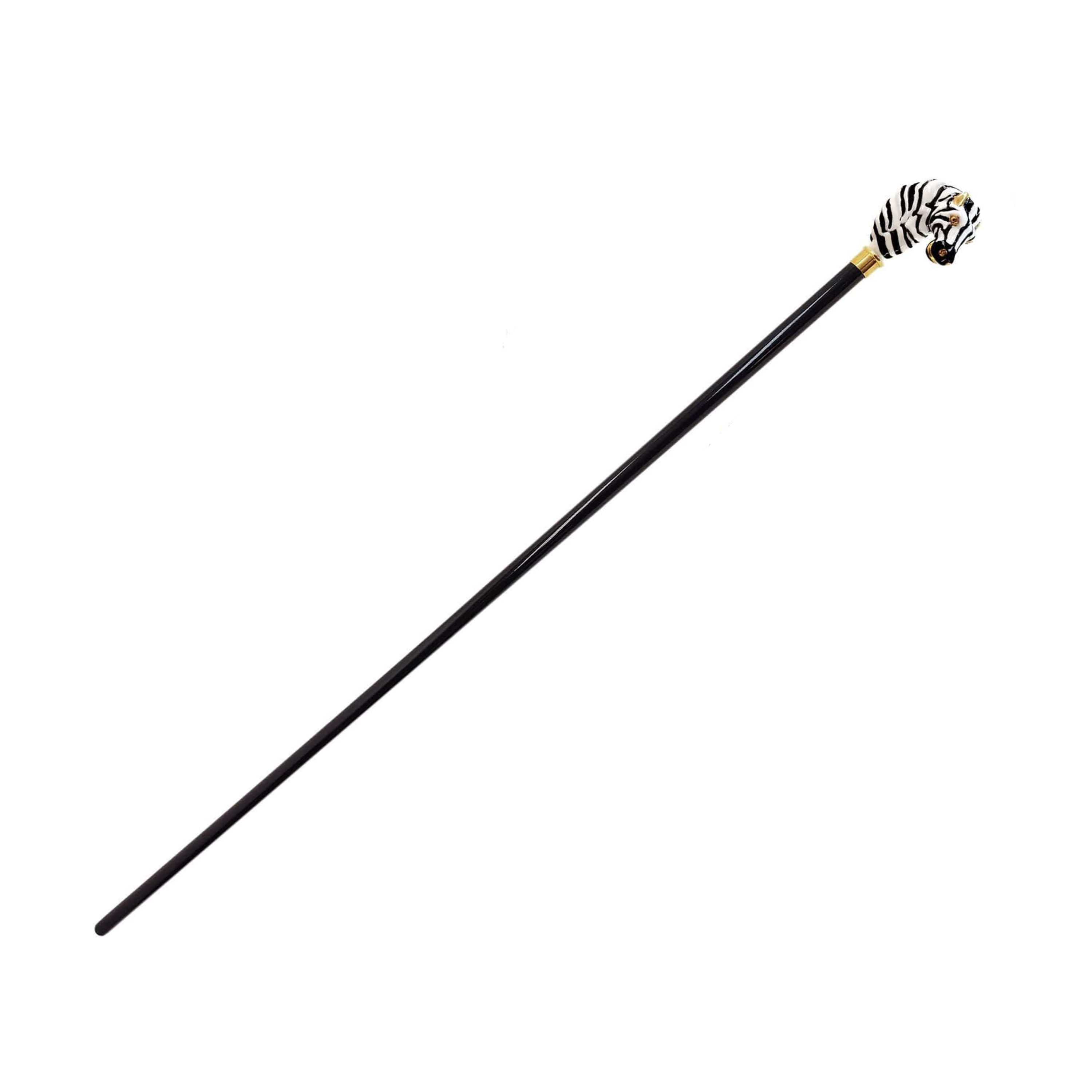 Artistic Bright Enameled Zebra Head Walking Stick | ART WALKING STICKS