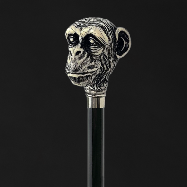Unique Walking Stick Monkey Lacquered in an Ivory Color
