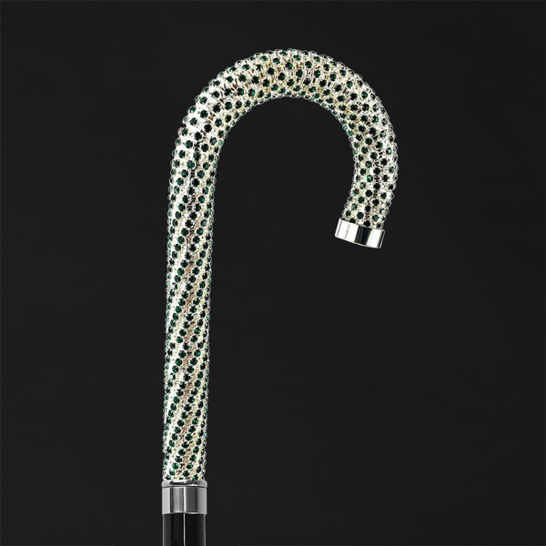 Unique Luxury Walking Cane Encrusted with Green Crystals | ART WALKING ...