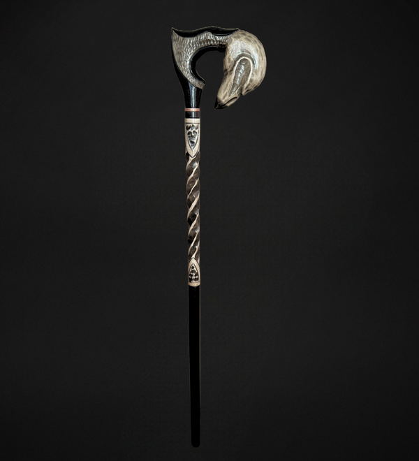 Style Gothic Walking Cane for Men with Raven Skull Head
