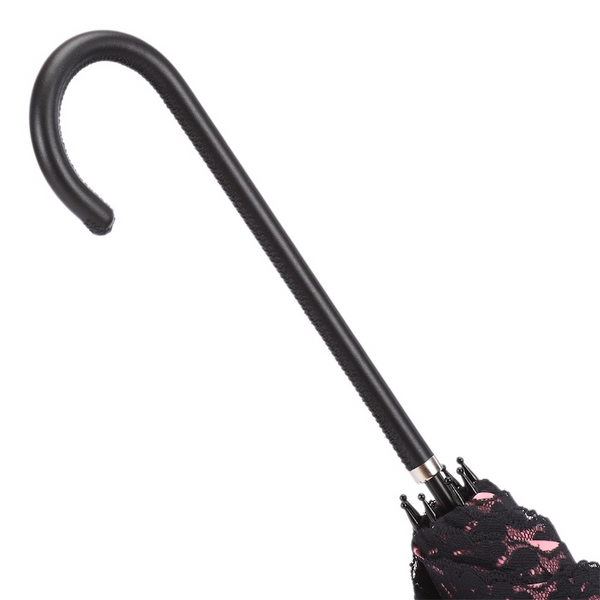 Designer Manual Opening Pink Parasol with Lace and Leather Handle for ...