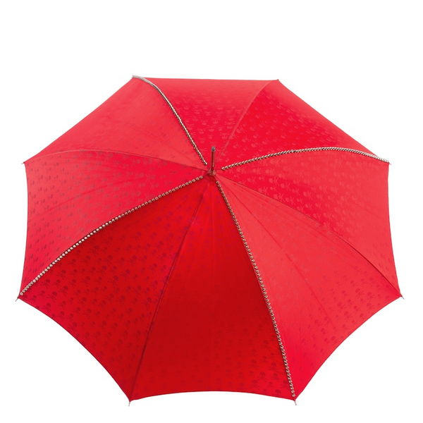 Exclusive Unique Red Umbrella with Studs and Black Skull Handle for He