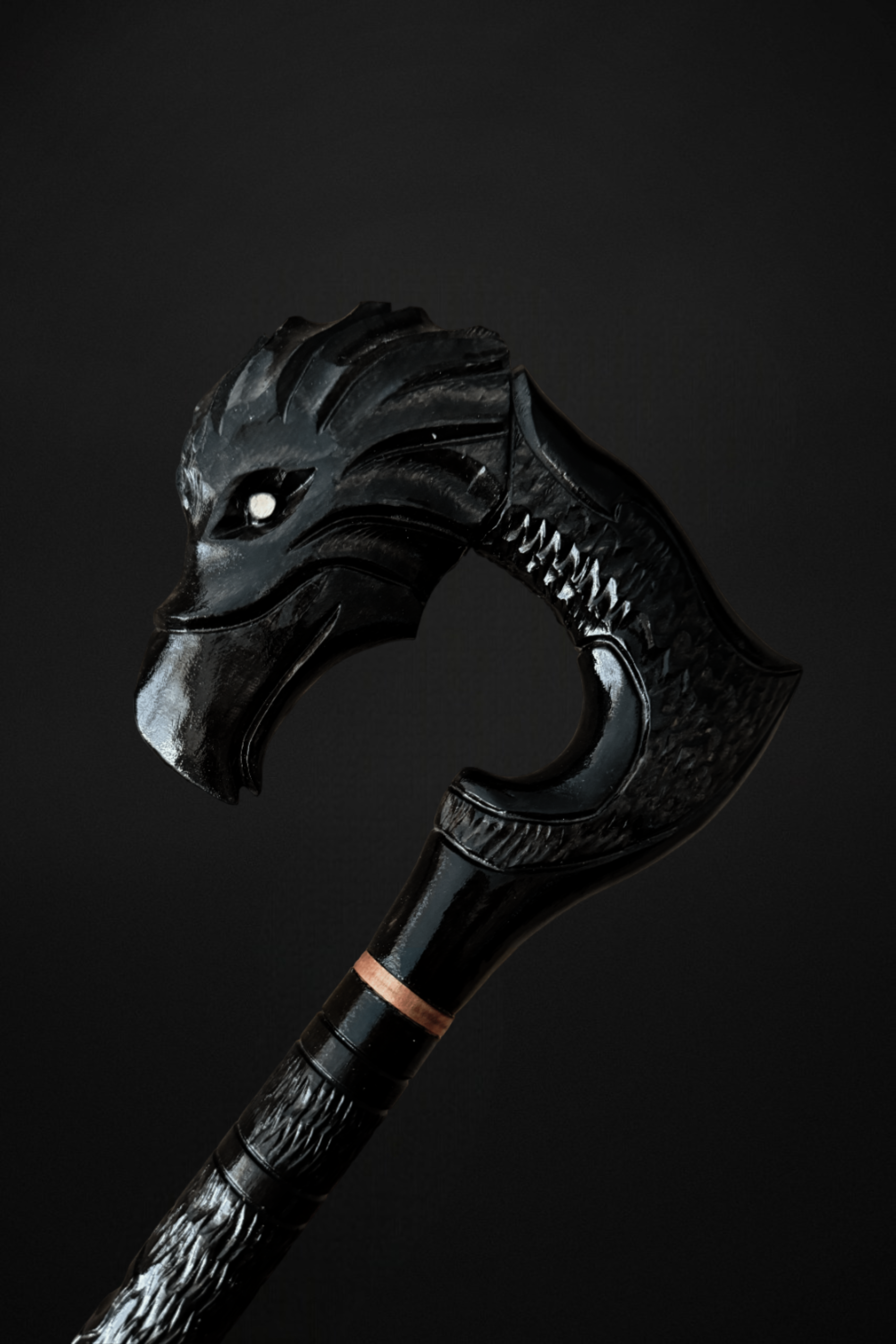 Black Raven Skull Walking Cane Crow Hand Carved, Gothic Modern Style ...