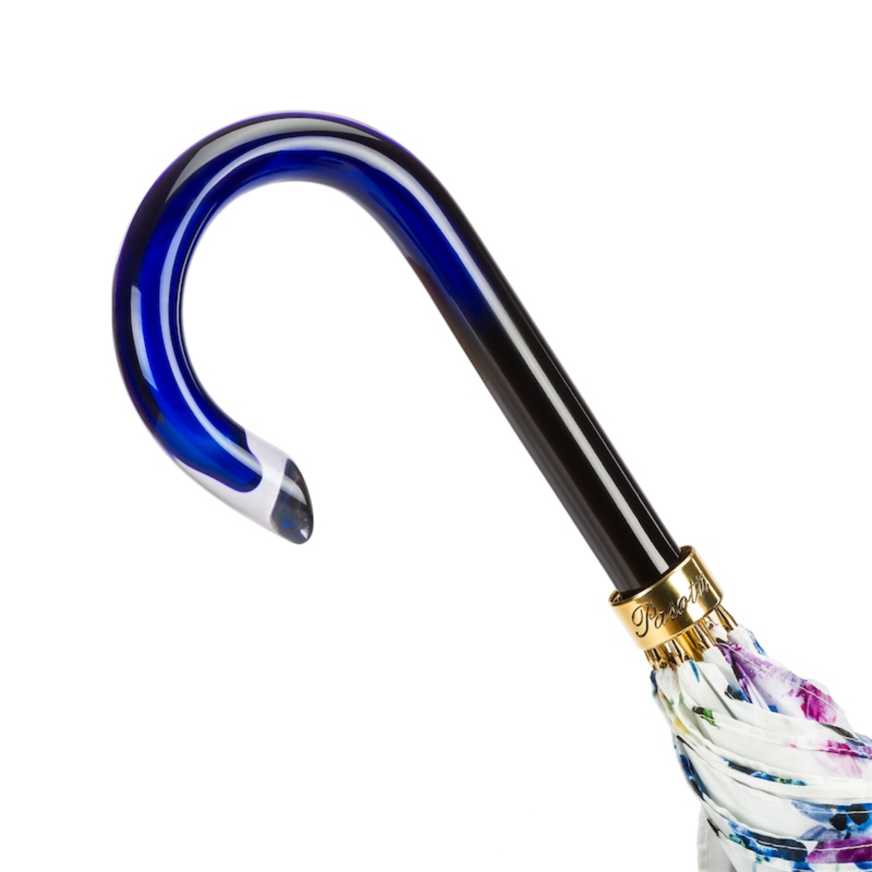Exclusive Design Umbrella with Flowers and Blue Handle | ART WALKING STICKS