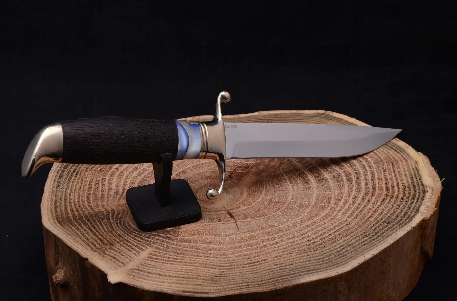 Dark Brown Wooden Handle Hunting and Fishing Knife with Sheath | ART ...