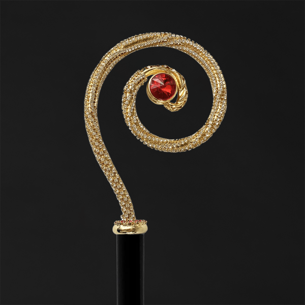 Glamour Curl Golden Walking Stick with Crystals