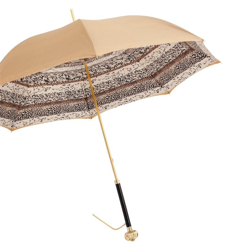 Exclusive Beige Double Cloth Classic Umbrella with Jeweled Handle | ART ...