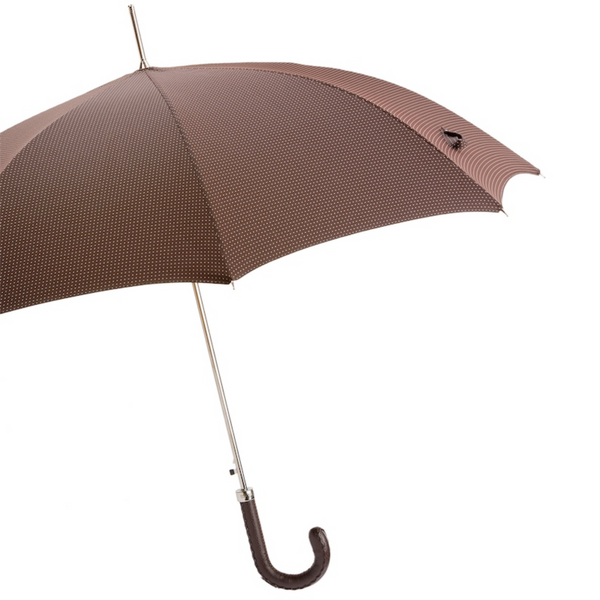 Brown Gentleman Umbrella with Brown Leather Handle | ART WALKING STICKS