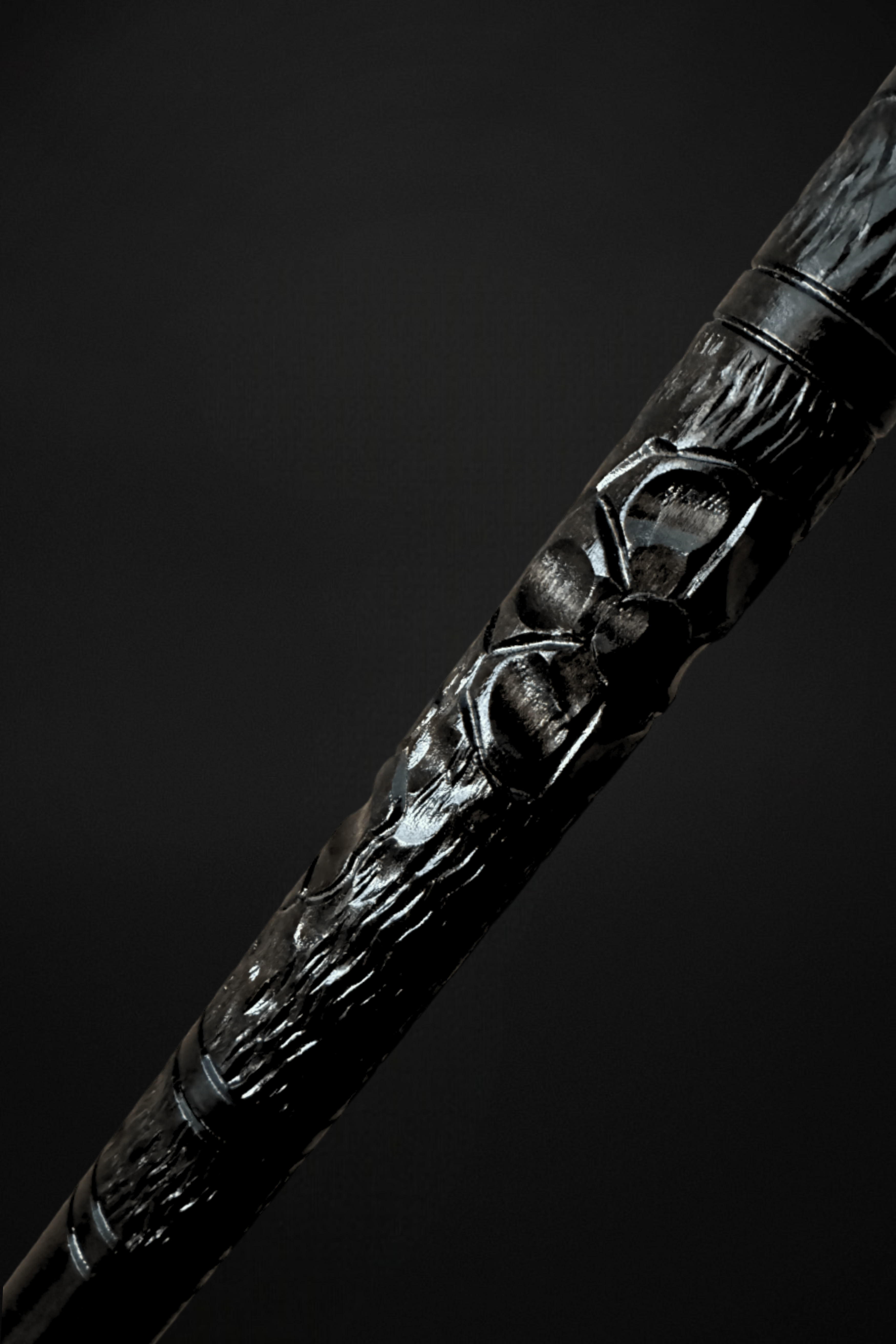 Black Raven Skull Walking Cane Crow Hand Carved, Gothic Modern Style ...