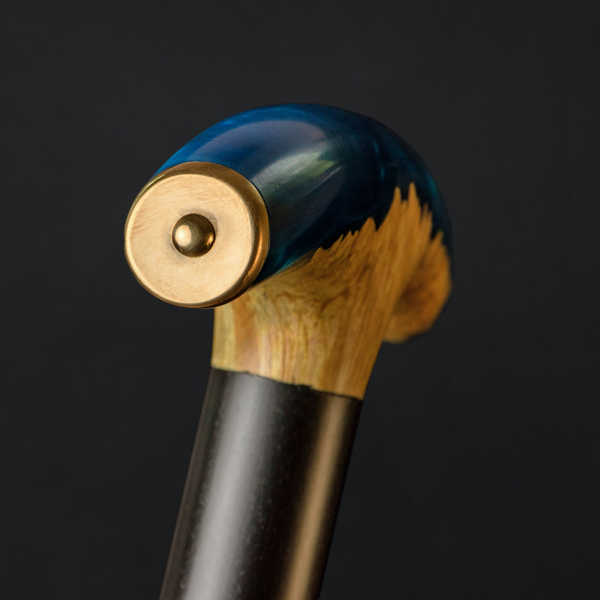 Stylish Walking Cane with Curly Maple, Burl and Blue Epoxy Resin | ART ...