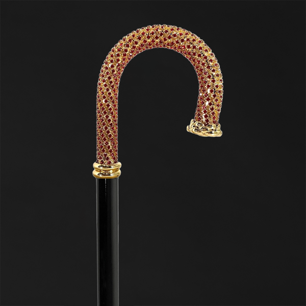Unique Red Crystals 24K Gold-plated Walking Stick