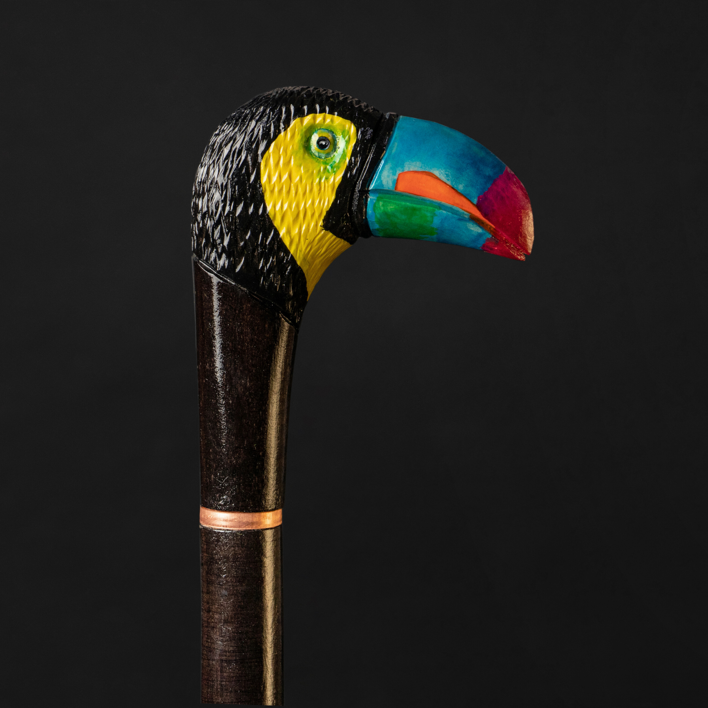 Artisan Toucan-Shaped Handle Walking Cane, Stylish Daily Support