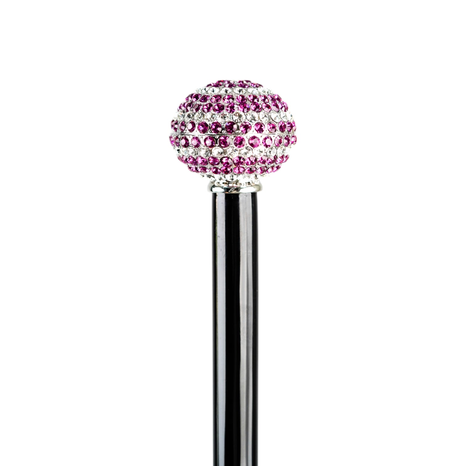 925 Silver-Plated Walking Cane with Multicolor Knob Handle