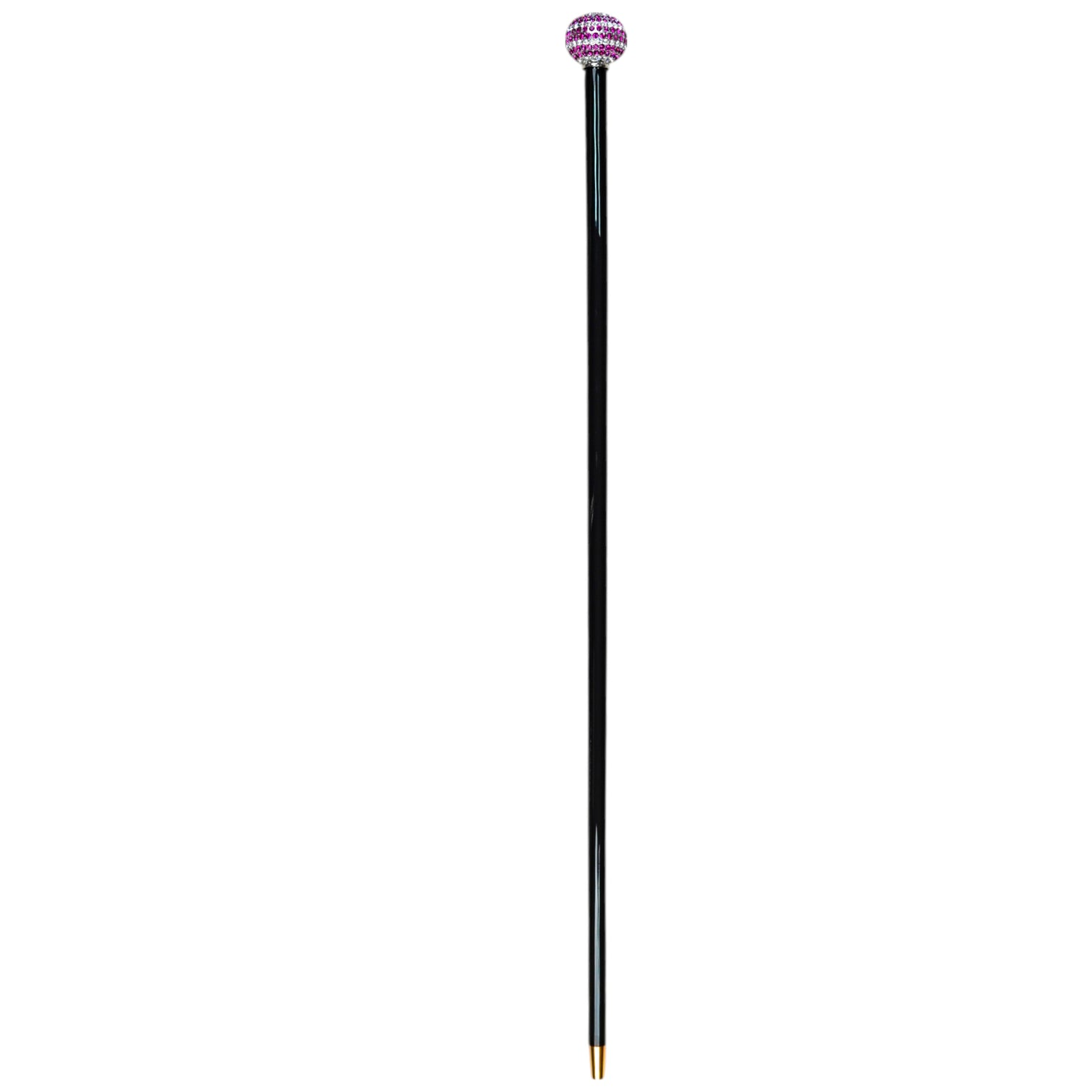 925 Silver-Plated Walking Cane with Multicolor Knob Handle