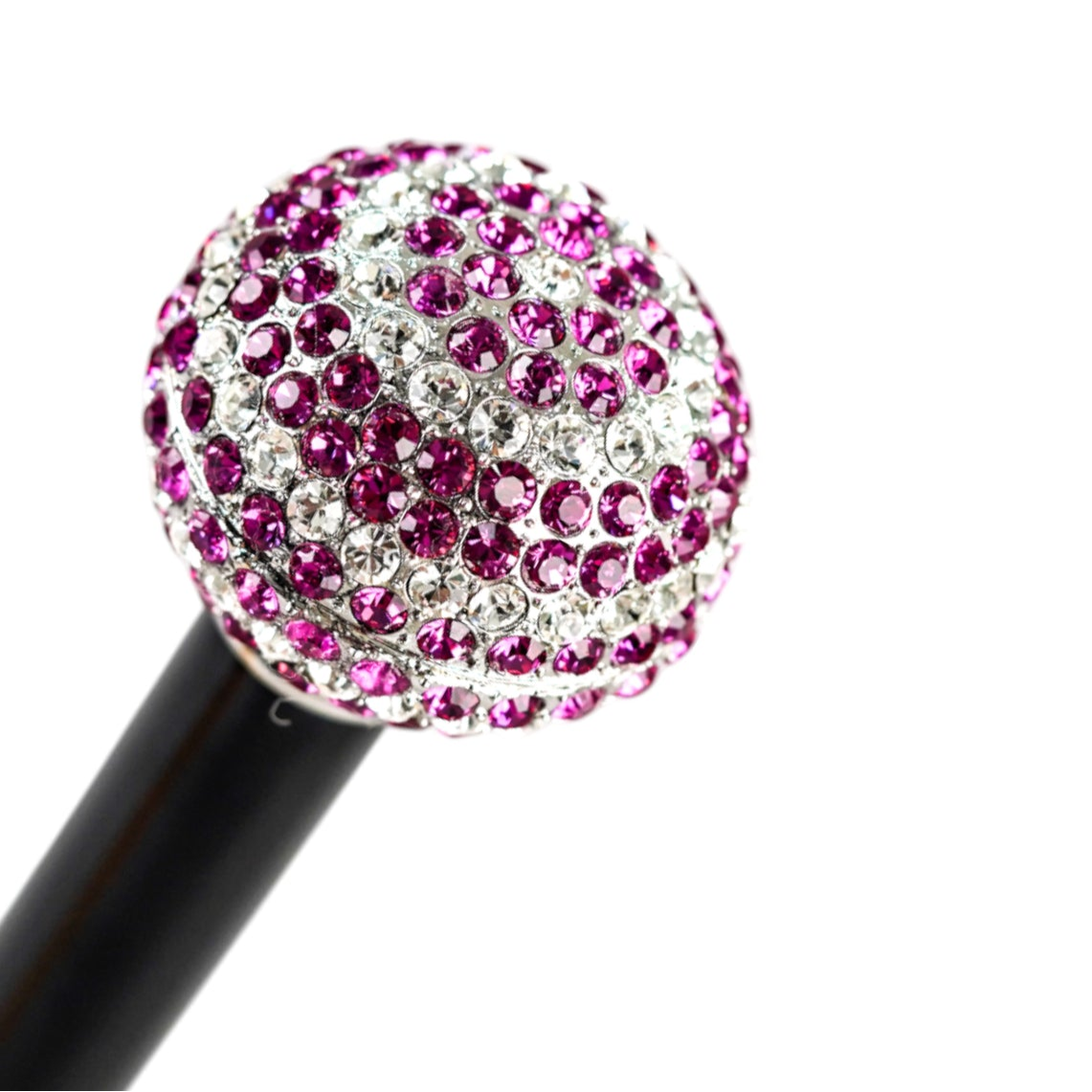 925 Silver-Plated Walking Cane with Multicolor Knob Handle