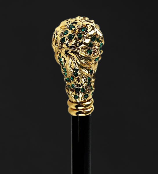 Gorgeous Walking Stick with Green Swarovski Crystal