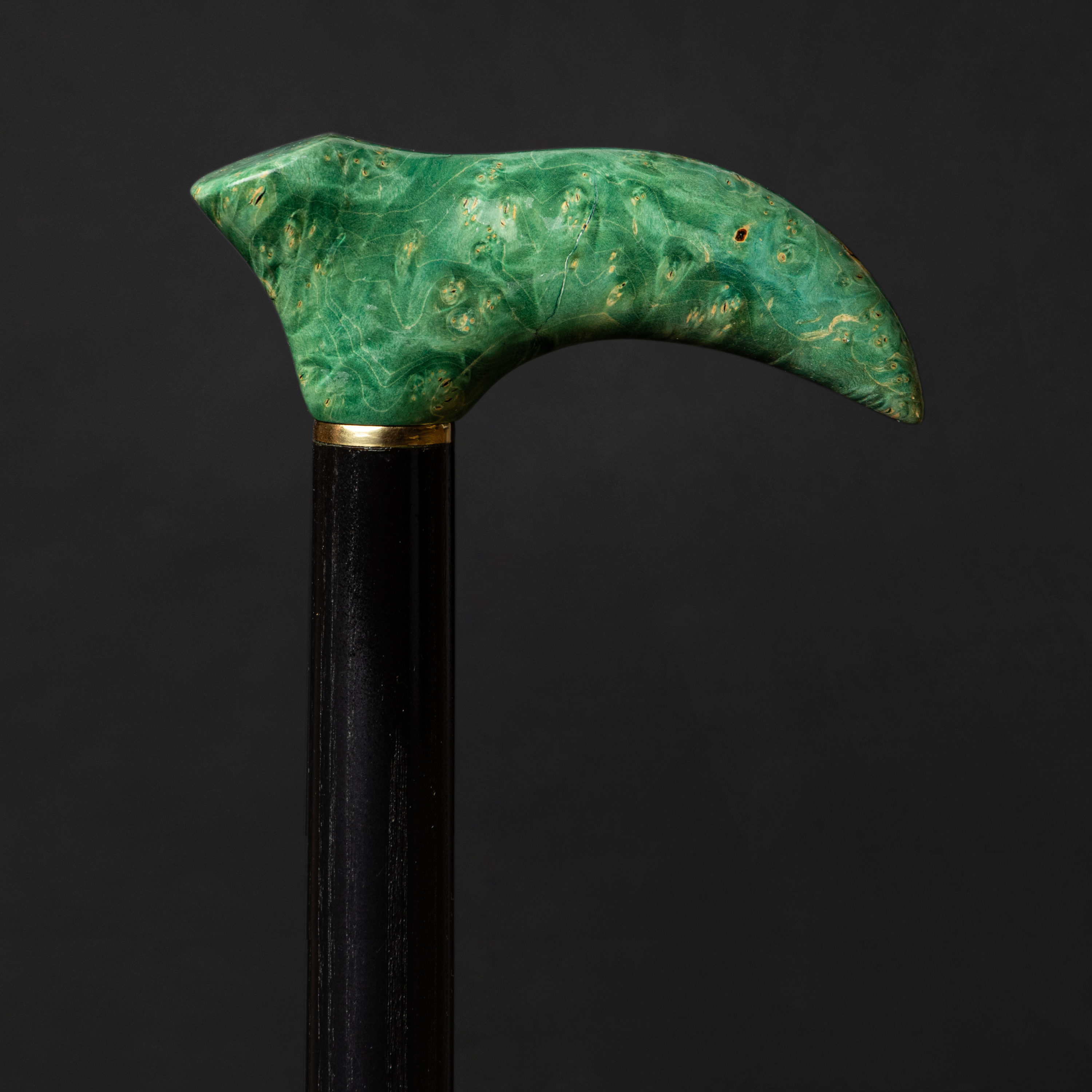 Modern Malachite Shade Walking Cane with Maple Burl Handle | ART ...