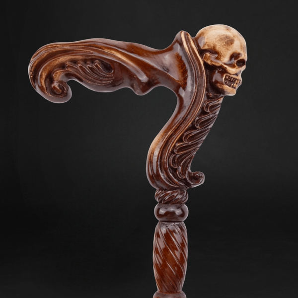 Folding Unique Skull Wooden Walking Cane, Ergonomic Handle | ART ...
