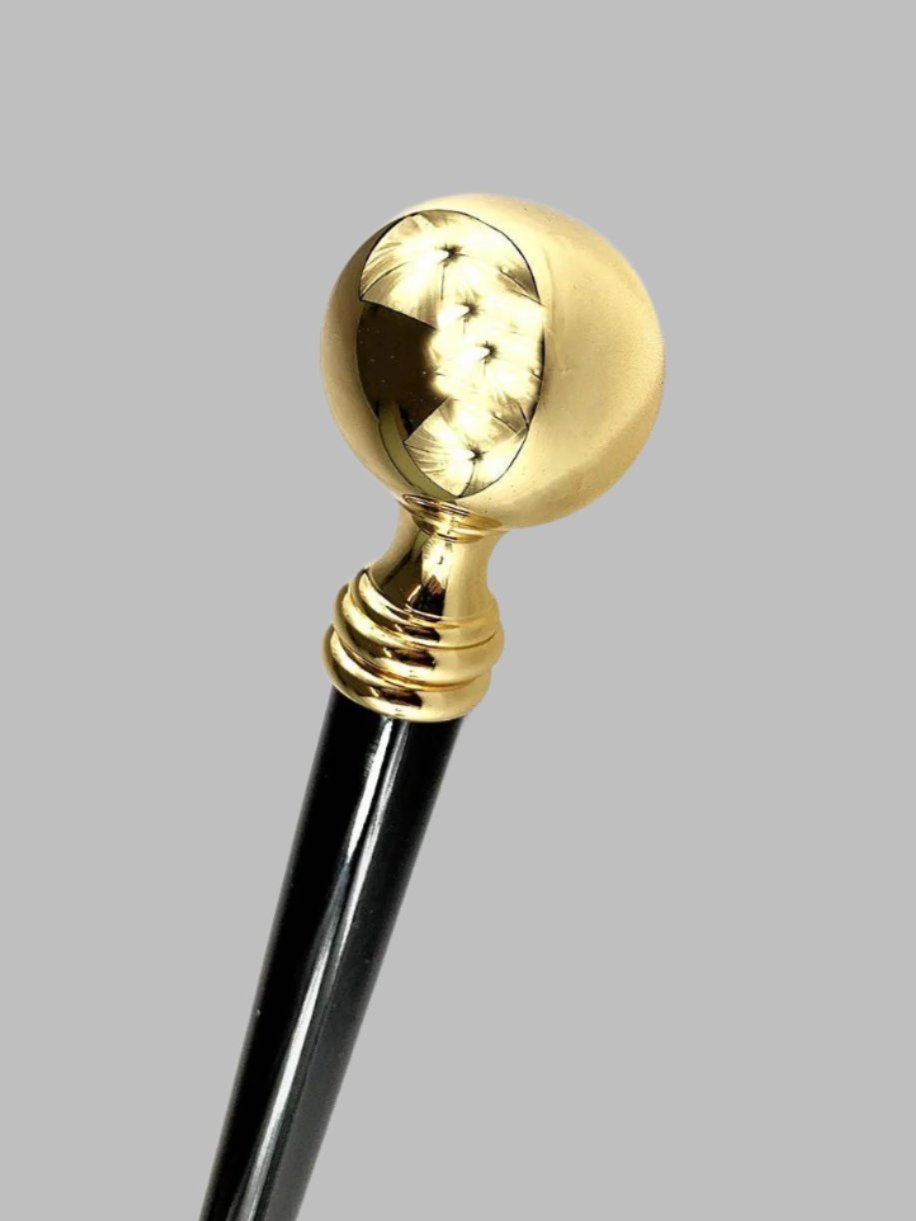 Gold-plated Round Ball Knob Style Cast Brass Walking Cane