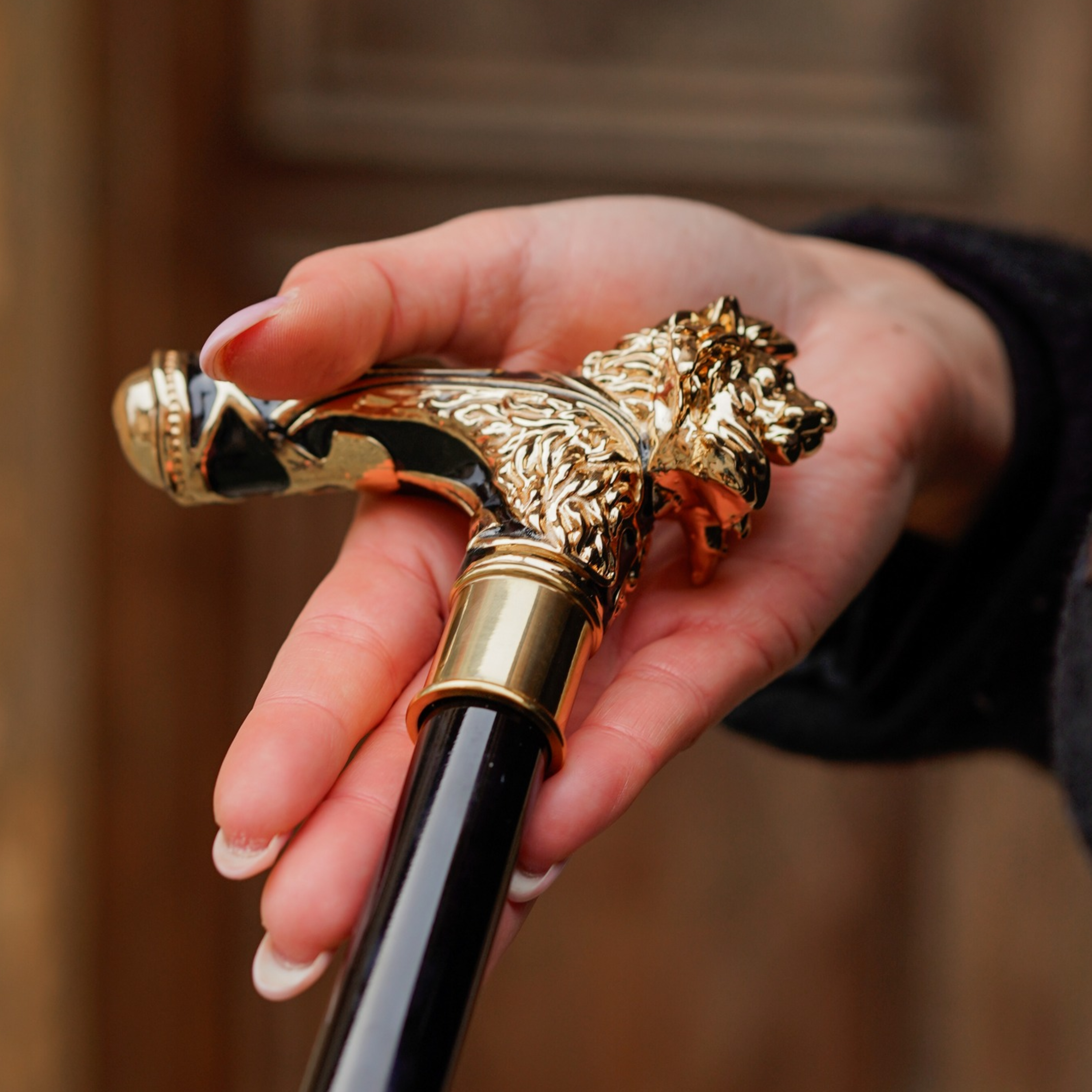 Majestic Gold Lion Victorian Walking Cane Art Object | ART WALKING STICKS