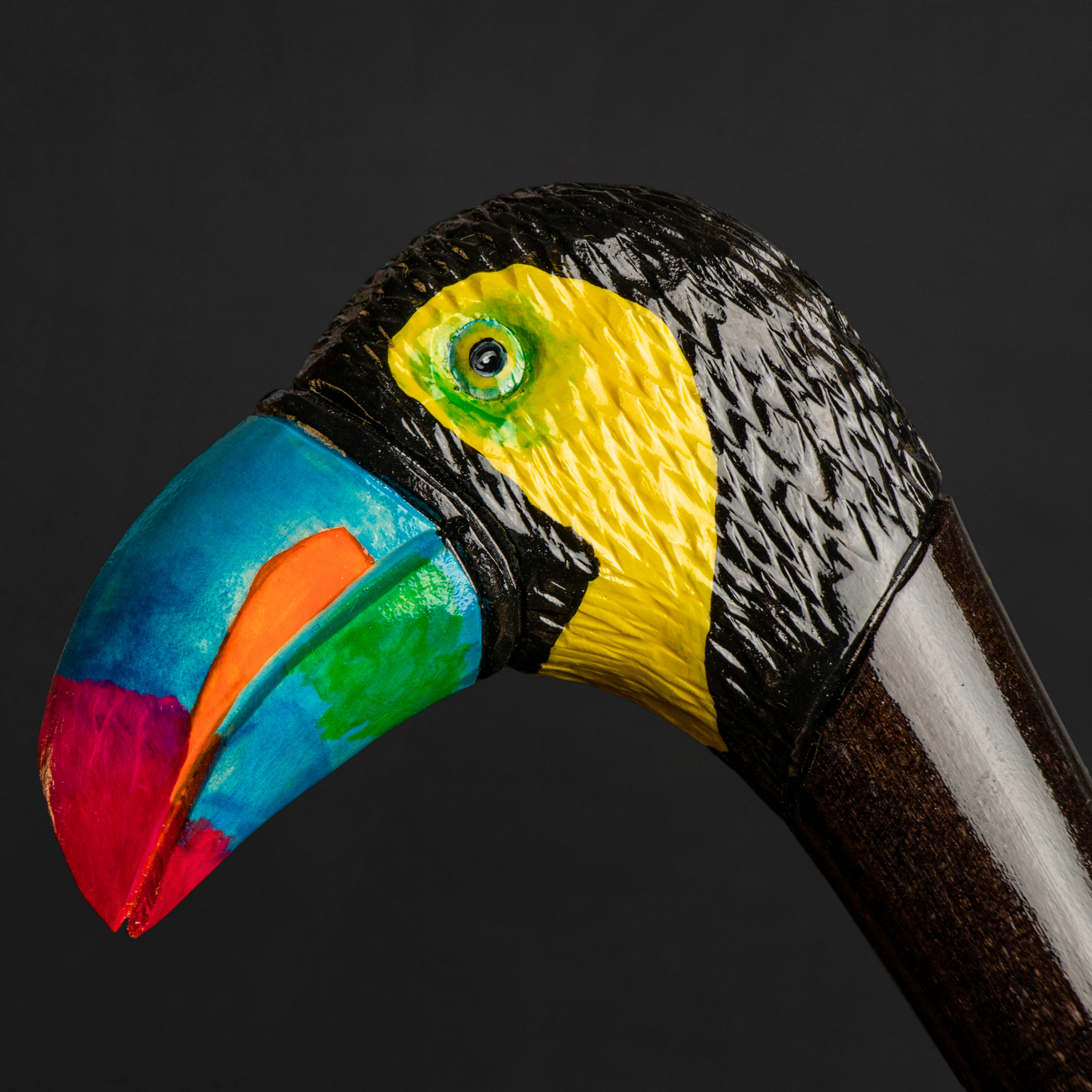 Artisan Toucan-Shaped Handle Walking Cane, Stylish Daily Support